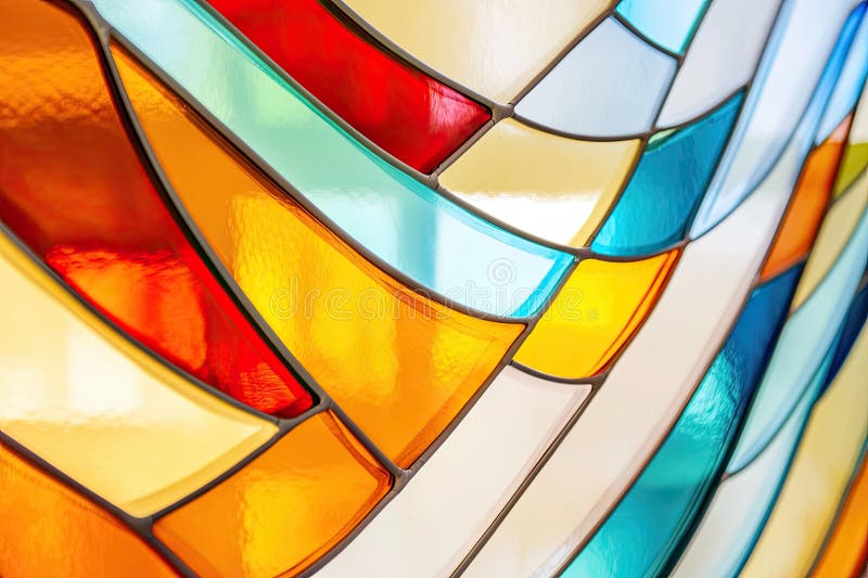 Vibrant Abstract Stained Glass Artwork Featuring Colorful Waves of ...
