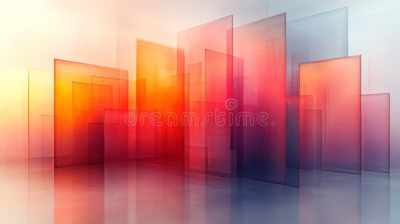 A Vibrant Abstract with Translucent Orange and Blue Panels, Adding ...