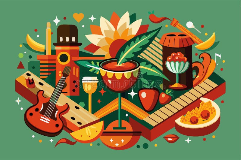 This Artwork Showcases Lively Salsa Music Elements through Instruments ...