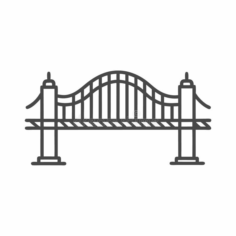 Stylized Vector Illustration of a Modern Bridge Design Featuring Flat ...