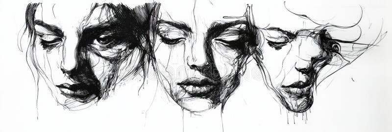 This Artwork Showcases Multiple Faces, Focusing on Diverse Emotions ...