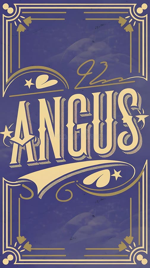 Vintage Style Typography of Name Angus on Blue Decorative Background ...