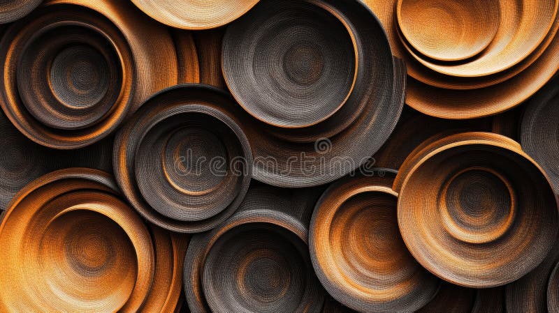 The Artwork Showcases Overlapping Coffee Cup Rings in Various Brown ...