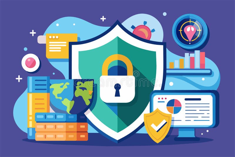 The Artwork Showcases a Shield Symbolizing Data Security, Surrounded by ...