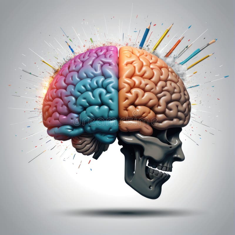 A Vibrant Artistic Representation of a Split Brain with Vibrant Colors ...