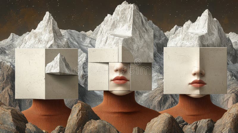 Surreal Vector Collage Exploring Politics and Identity in a Mountain ...
