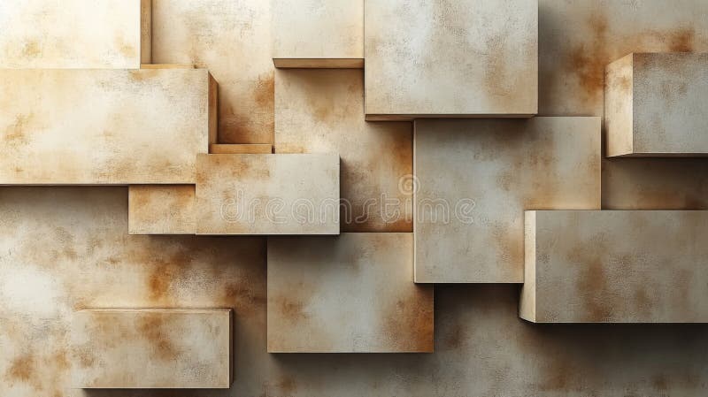Textured Abstract Wall Design Featuring Layered Rectangular Shapes in ...