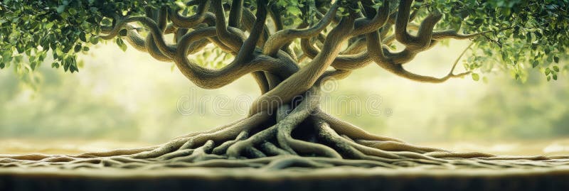 This Artwork Showcases a Tree of Life with Intricate Branches and Roots ...