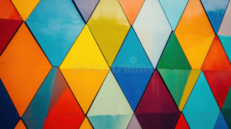 The Artwork Showcases a Vibrant Arrangement of Triangular Shapes in ...