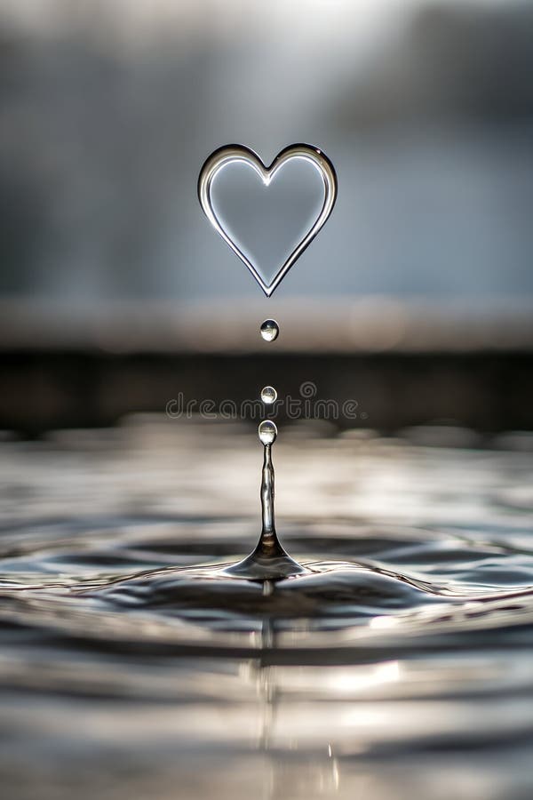Artistic Representation of a Heart-Shaped Water Drop Created in a Calm ...