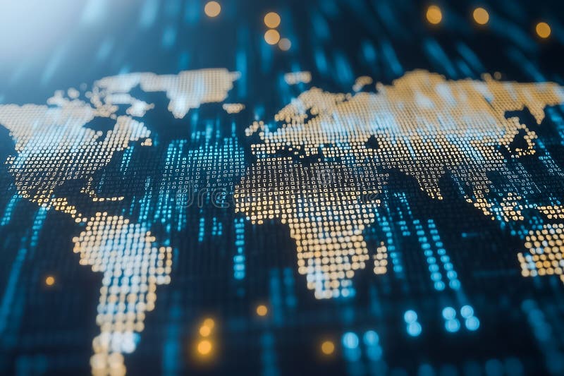 This Artwork Showcases a World Map in Binary Code, Symbolizing ...