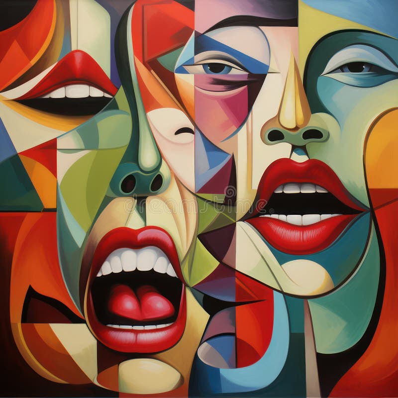 Artwork Showcasing a Symphony of Emotions through a Cubist Array of ...