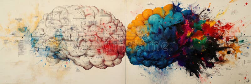 This Artwork Shows a Brain Split into Grayscale and Vibrant Colors ...