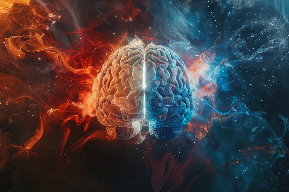 Artwork Symbolizes Duality of Fire and Ice in Brain with Split ...