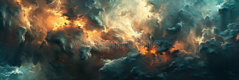 Dramatic Clouds Abstract Art Sky in Orange and Blue Colors Creates ...