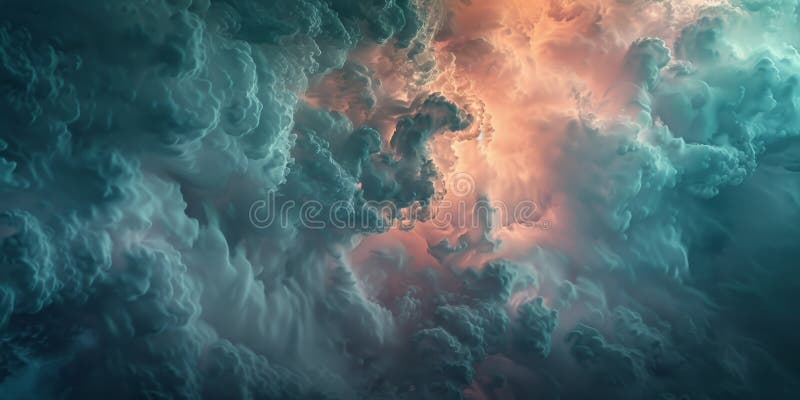 Dramatic Clouds Abstract Art Sky in Orange and Blue Colors Creates ...