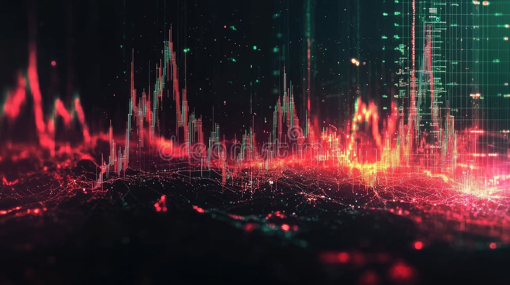 Digital Candlestick Chart Financial Data Visualization with Rising and ...