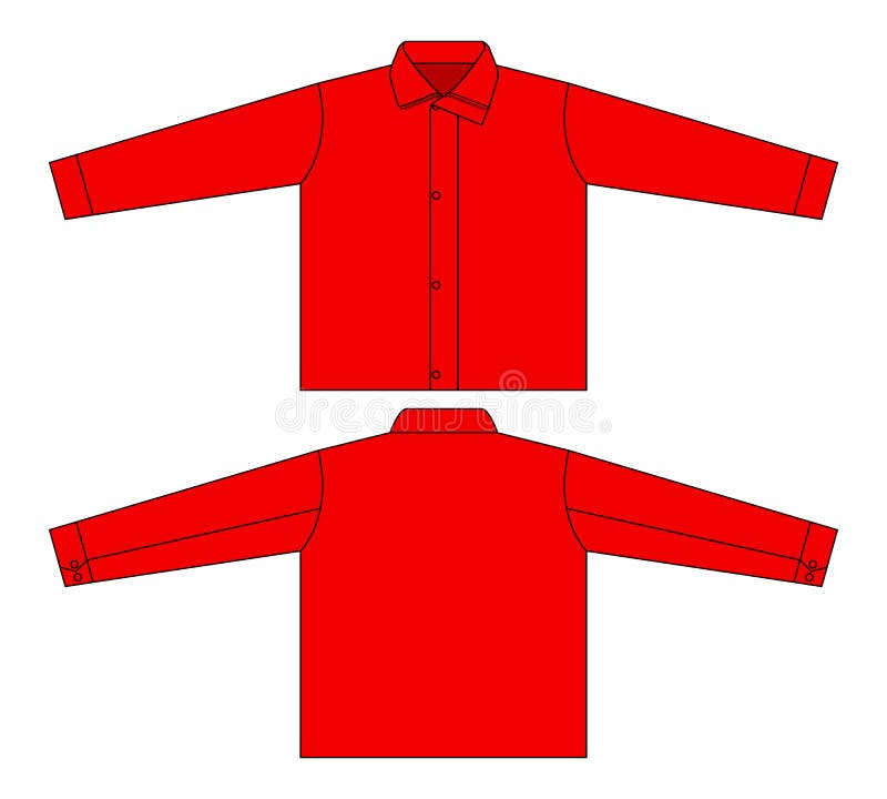 Blank Red Jacket with Hidden Placket Zipper Template Vector Stock ...