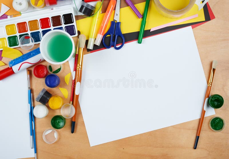 Artwork Workplace with Creative Accessories, Art Tools for Painting and ...
