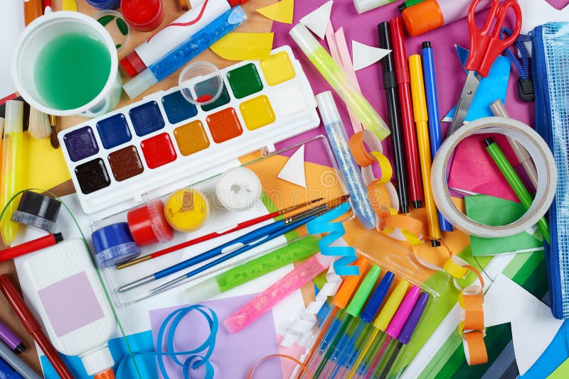 Artwork Workplace with Creative Accessories, Art Tools for Painting and ...