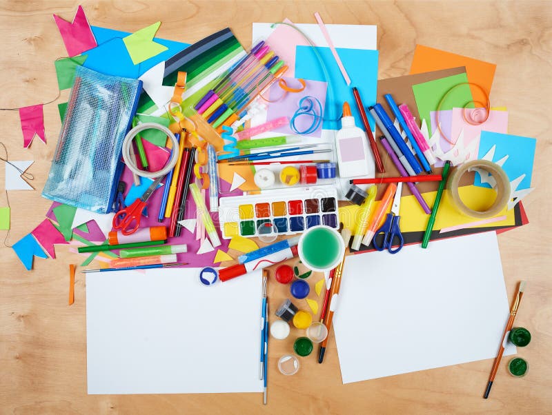 Artwork Workplace with Creative Accessories, Art Tools for Painting and ...