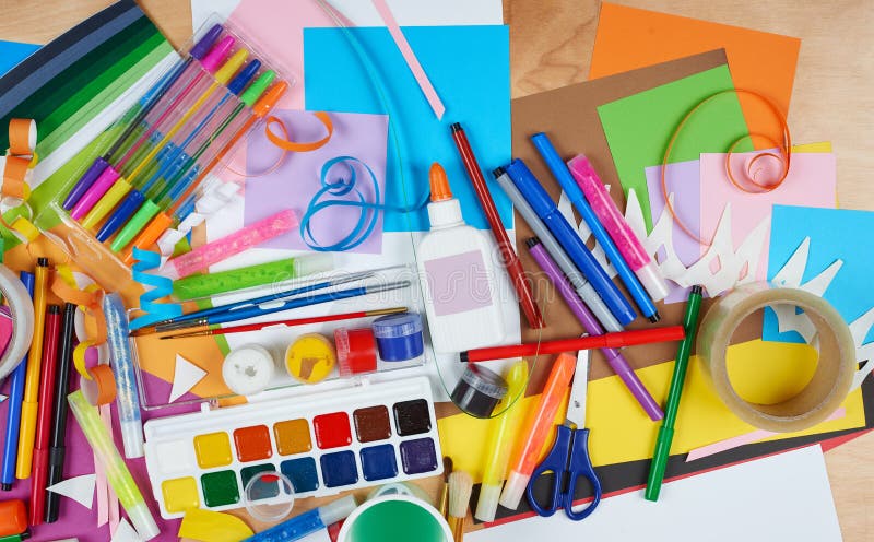 Artwork Workplace with Creative Accessories, Art Tools for Painting and ...