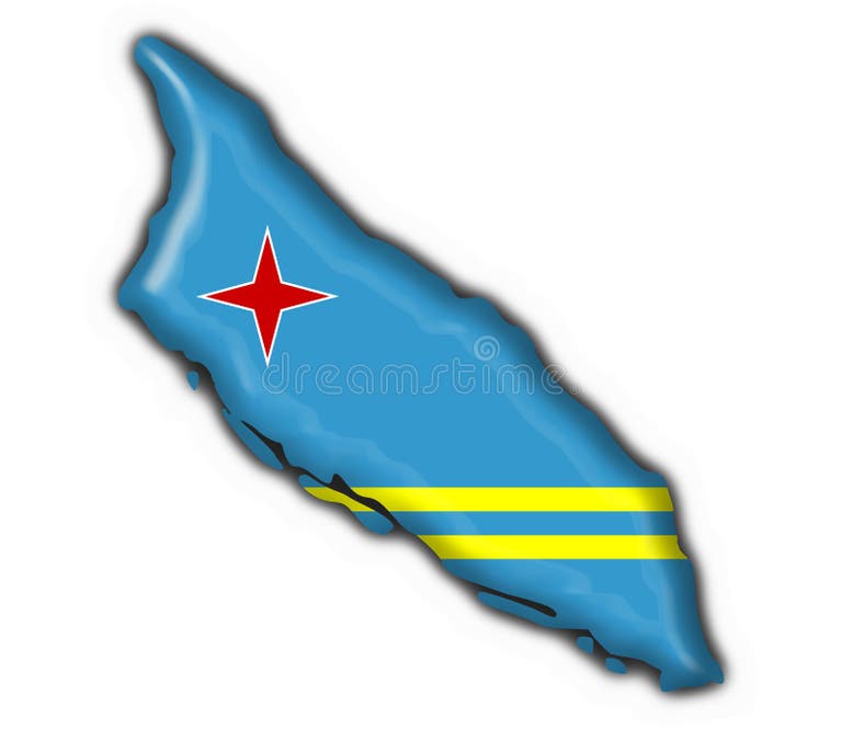 Aruba Button Flag Map Shape Stock Illustration - Illustration of emblem ...