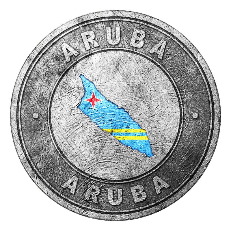 Aruba Flag Button with Map stock illustration. Illustration of seal ...