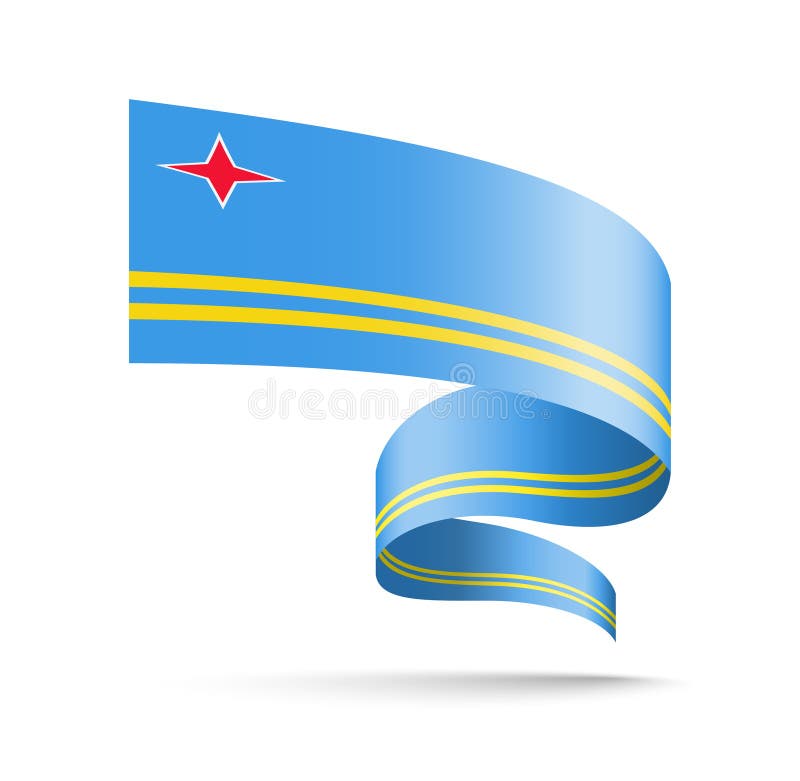 Aruba Flag in the Form of Wave Ribbon Stock Illustration - Illustration ...