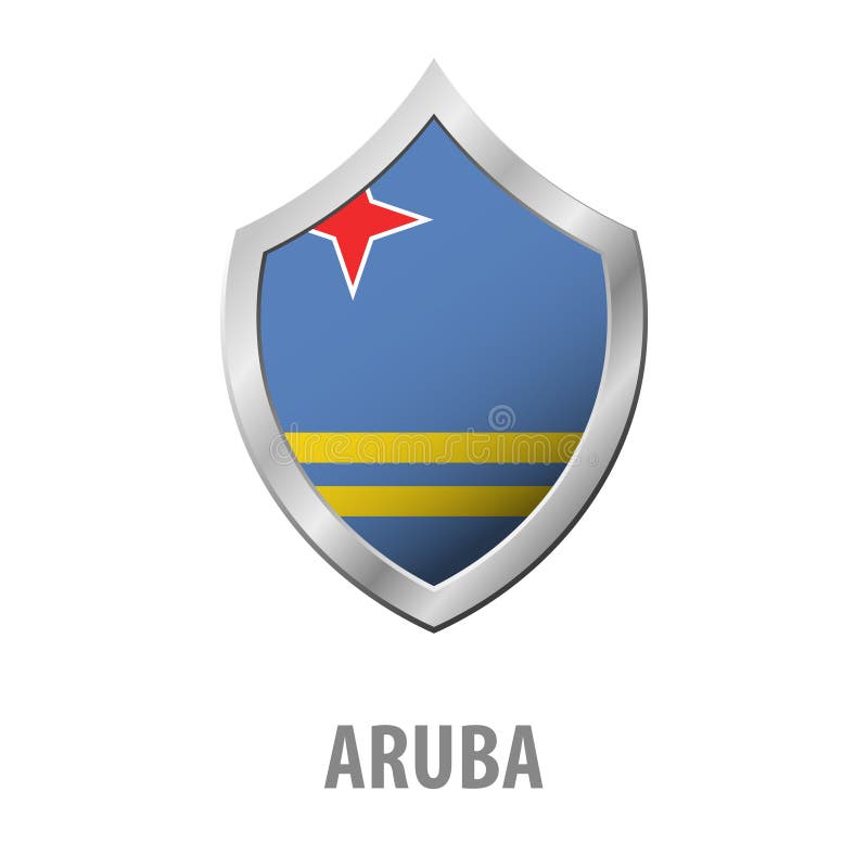 Aruba Flag on Metal Shiny Shield Illustration. Stock Illustration ...