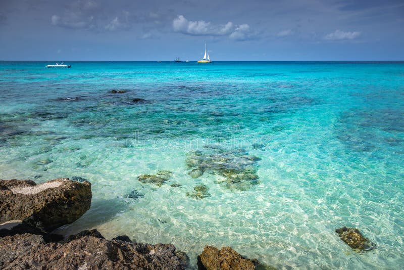 Aruba Idyllic Caribbean Beach At Sunny Day Dutch Antilles Caribbean