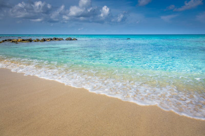 Aruba Idyllic Caribbean Beach At Sunny Day Dutch Antilles Caribbean