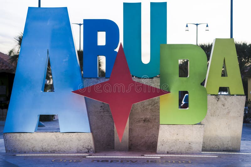 Aruba - Letras Iluminadas Coloridas Fotografía editorial - Imagen de ...