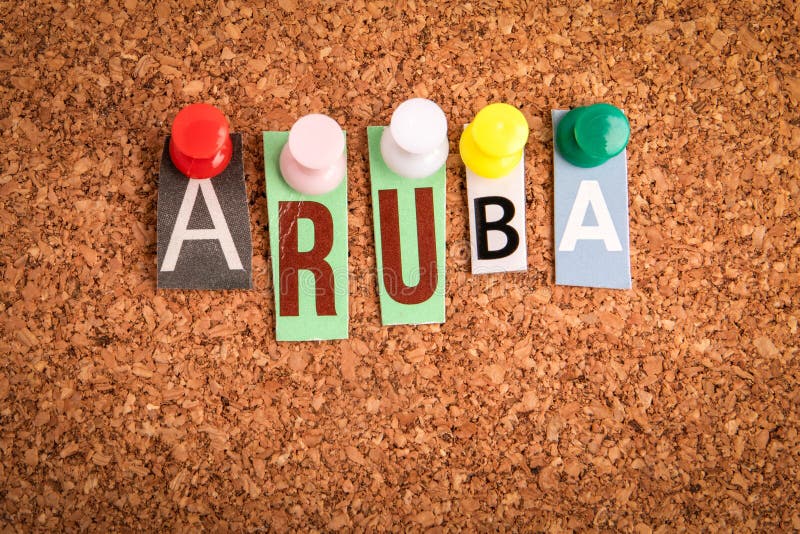 ARUBA. Letters Pinned To a Cork Notice Board Stock Image - Image of ...