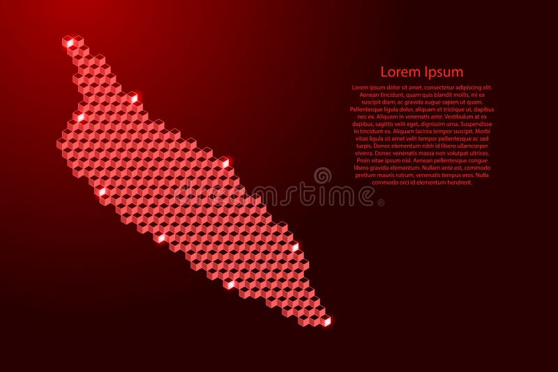 Aruba Map from 3D Red Cubes Isometric Abstract Concept, Square Pattern ...