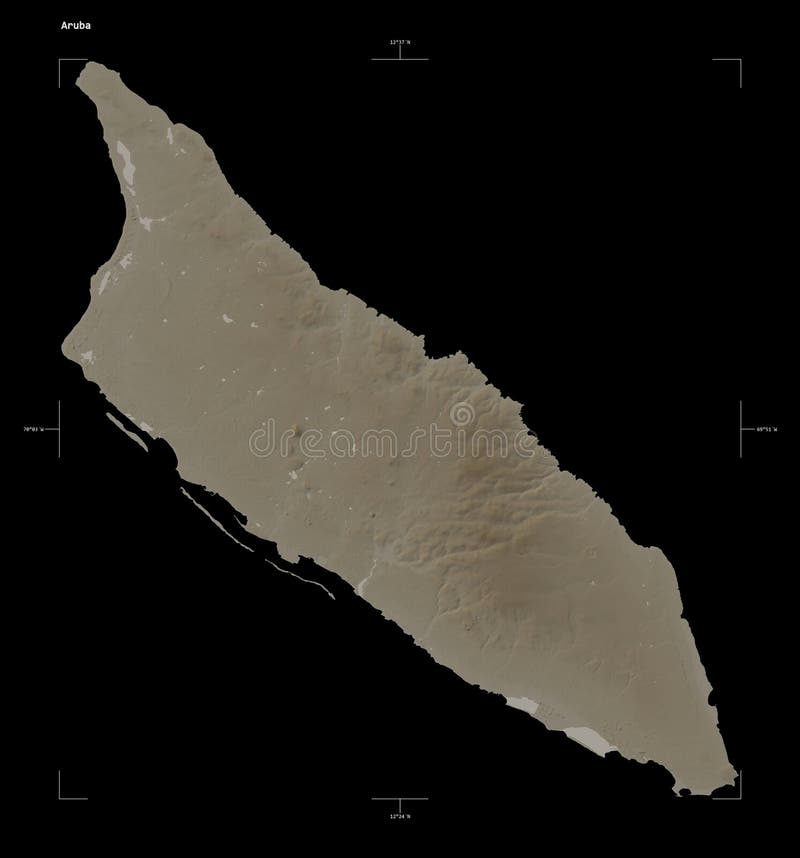 Aruba Shape on Black. Sepia Stock Illustration - Illustration of region ...