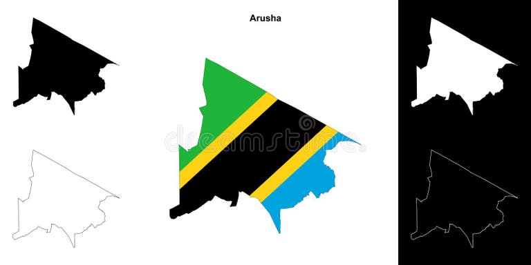 Arusha outline map stock vector. Illustration of atlas - 356557573