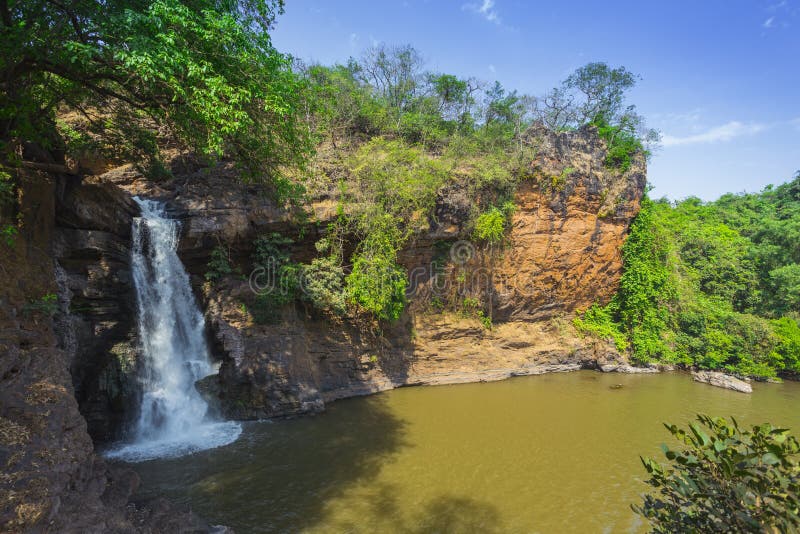 Arvalem Waterfall in March. Goa Stock Image - Image of tropic ...