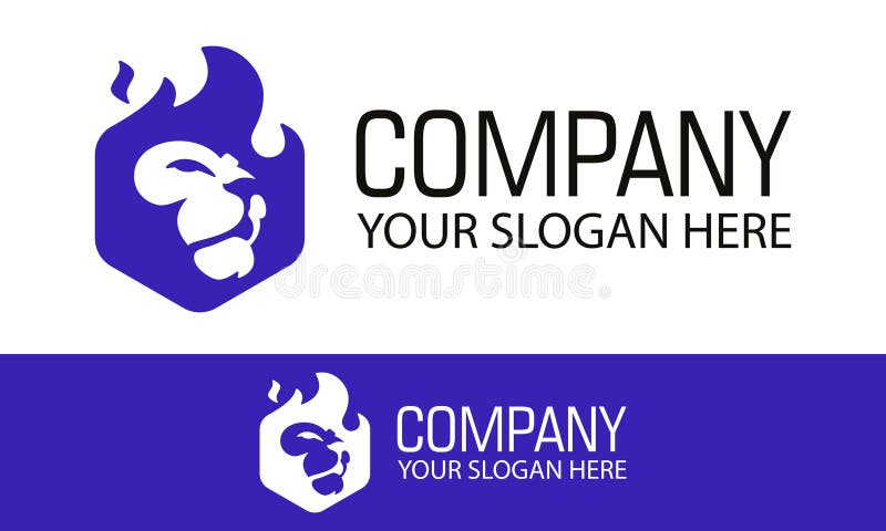 Blue Color Simple Burn Hexagonal Lion Head Logo Design Stock Vector ...
