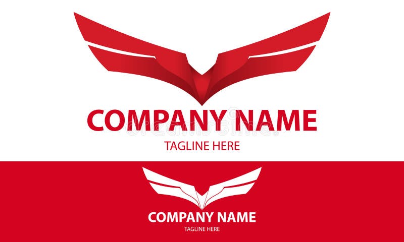 Red Color Abstract Simple Bird Wing Badge Logo Design Stock Vector ...