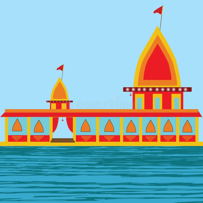 Ram Mandir Vector Line Drawing Stock Vector - Illustration of view ...
