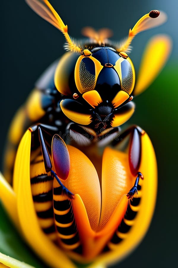 A Close Up of a Bee - Ai Generated Image. Stock Illustration ...