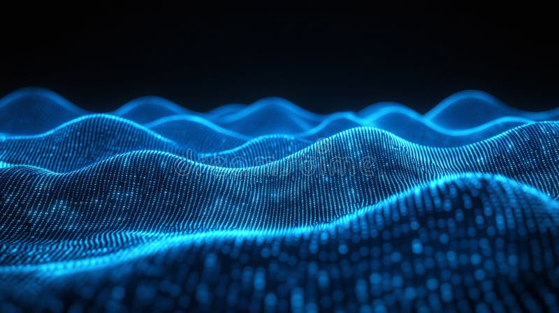 As Blue Binary Code Flows in a Spellbinding Digital Rain, it Creates an ...