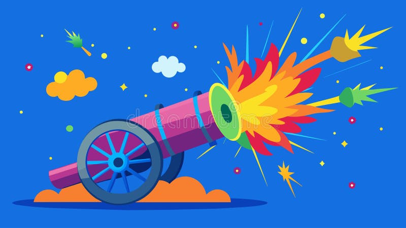 As the Cannon is Fired in Quick Succession the Sky is Filled with an ...