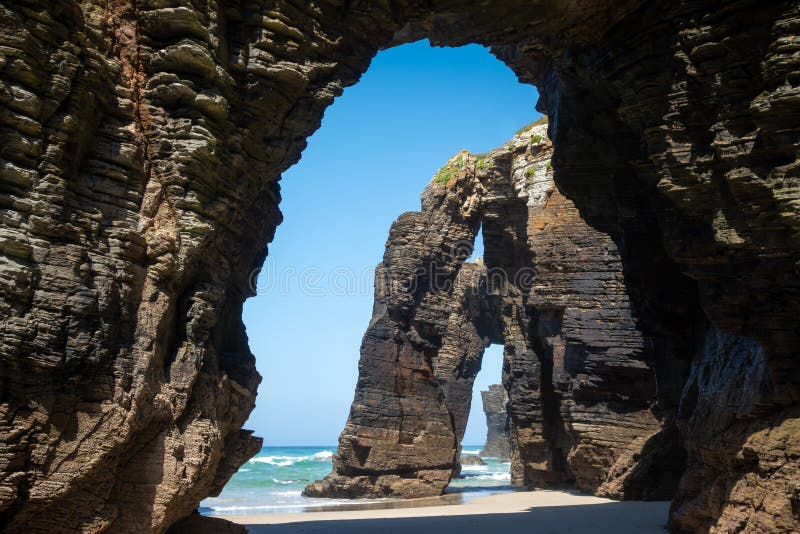 As Catedrais Beach - Beach of the Cathedrals - Galicia, Spain Stock ...