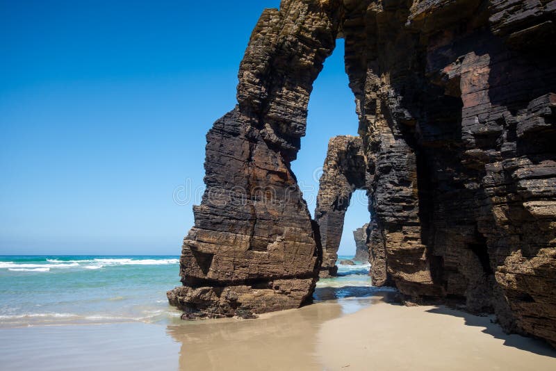 As Catedrais Beach - Beach of the Cathedrals - Galicia, Spain Stock ...