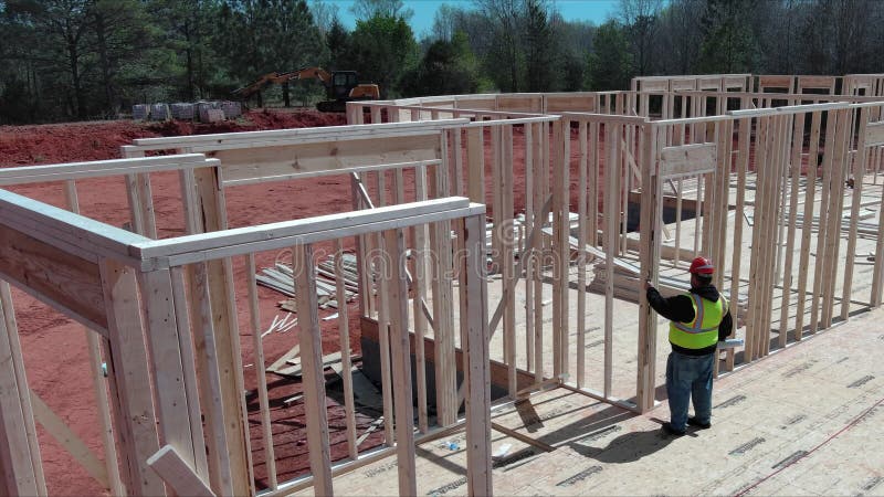 As a Construction Engineer Checking the Leveling Quality of the Wooden ...