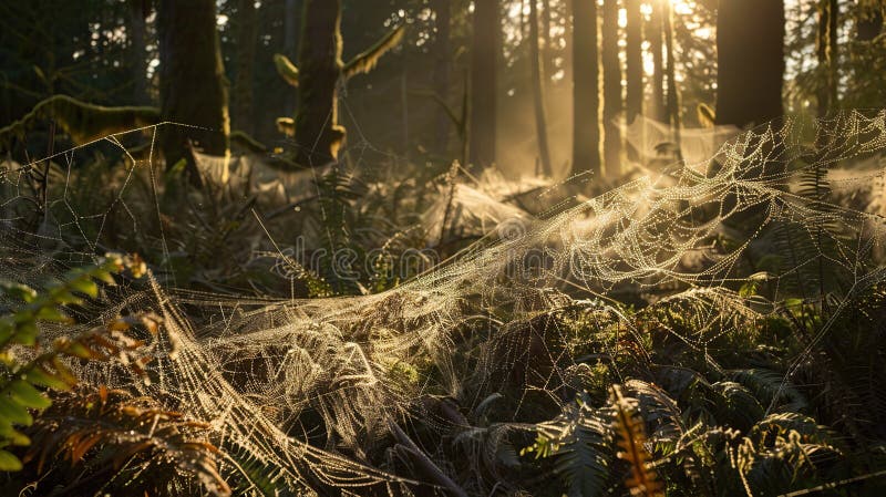 As Dawn Breaks, Golden Sunlight Bathes the Tranquil Forest Floor ...
