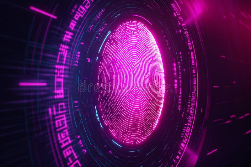 As a Digital Fingerprint is Scanned, Layers of Vibrant Security Shields ...