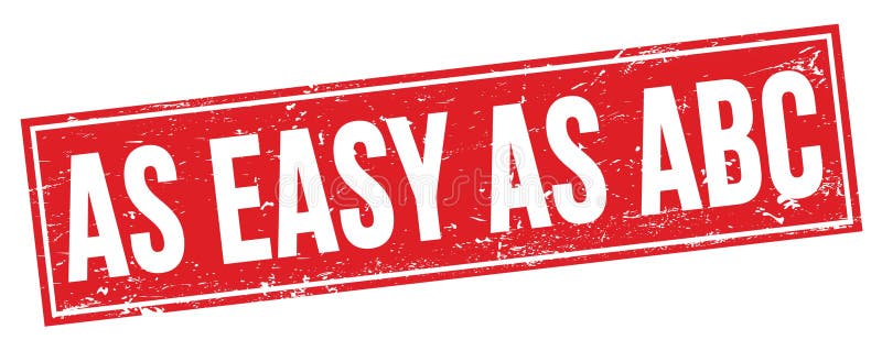 AS EASY AS ABC Text on Red Grungy Rectangle Stamp Stock Illustration ...